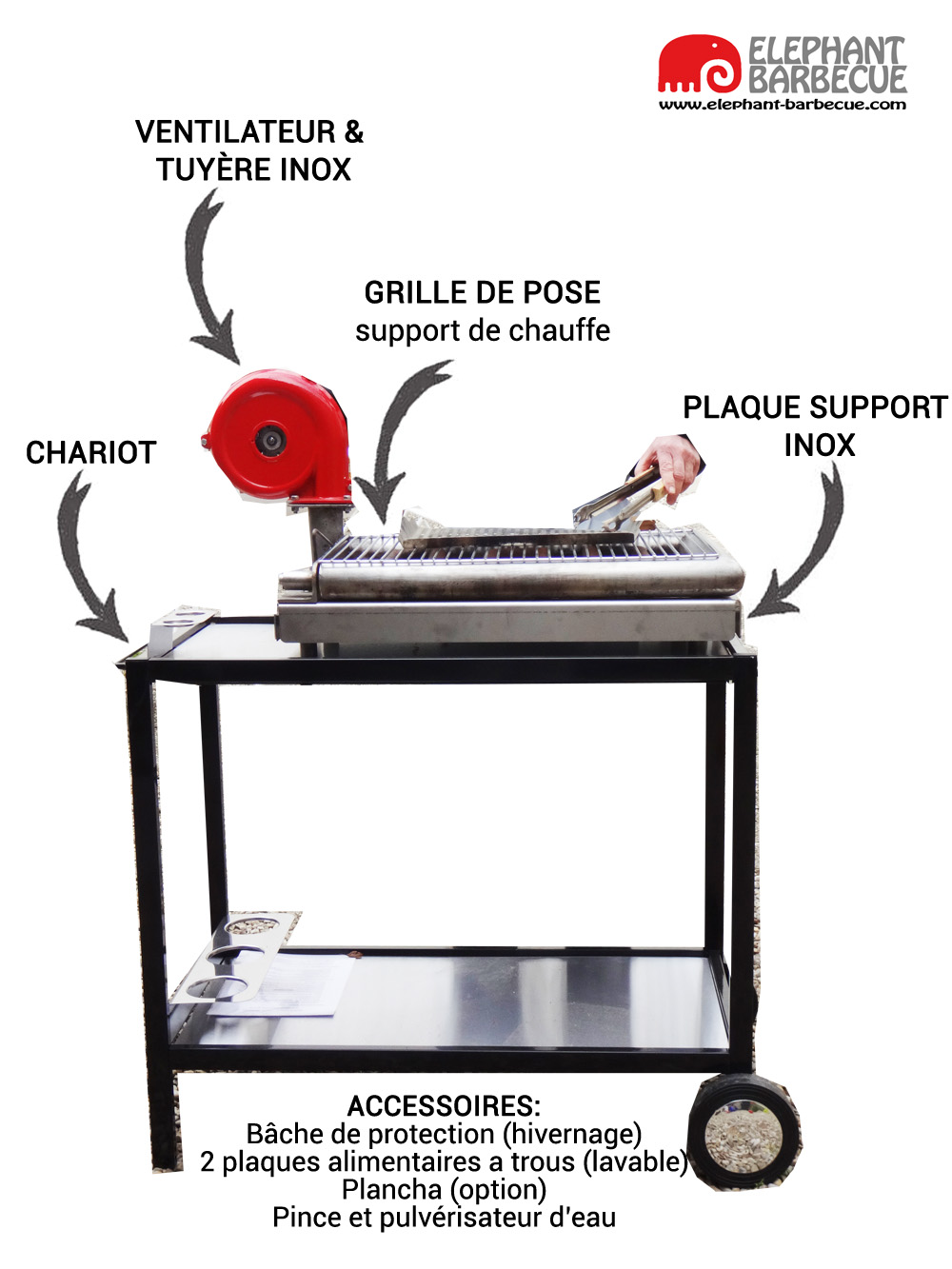 Commander - Barbecue charbon de bois INOX